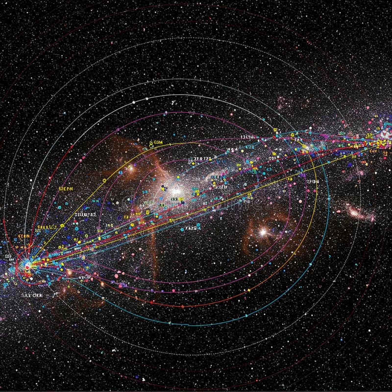 Dense Starfield Featuring a Galaxy with Multiple Colorful Lines ...