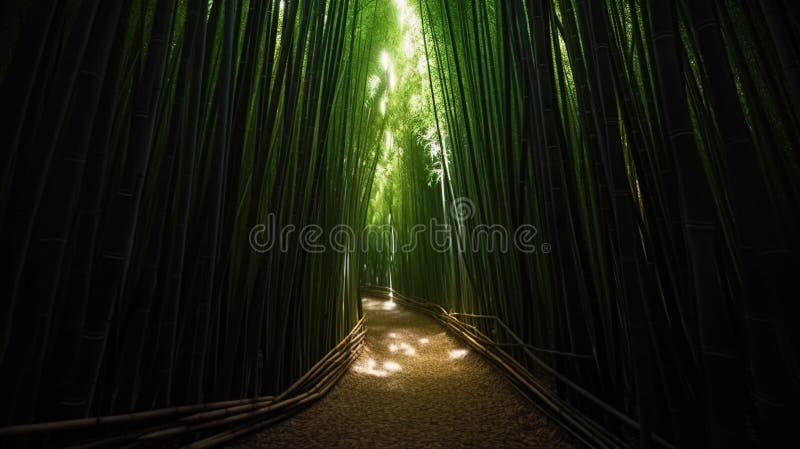A Dense Tall Bamboo Forest Single Light Source in the Distance AI ...