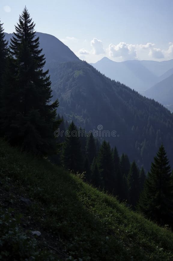 Dense Thicket of Evergreen Trees on a Rugged Hill, Hillside, Nature ...