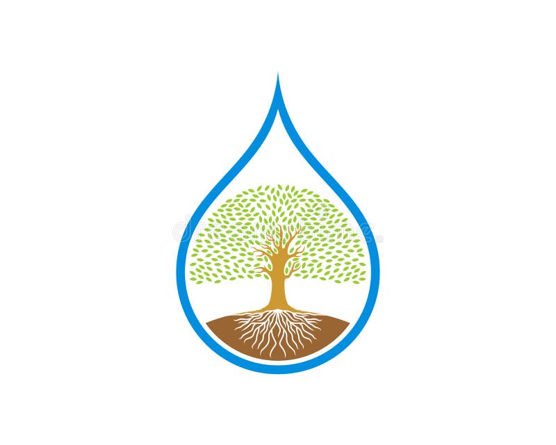 Dense Tree in the Water Drop Logo Stock Illustration - Illustration of ...