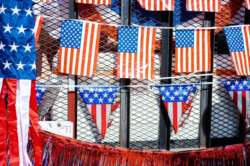 Dense of Triangle Rectangle American Flags String Hanging on Back of ...