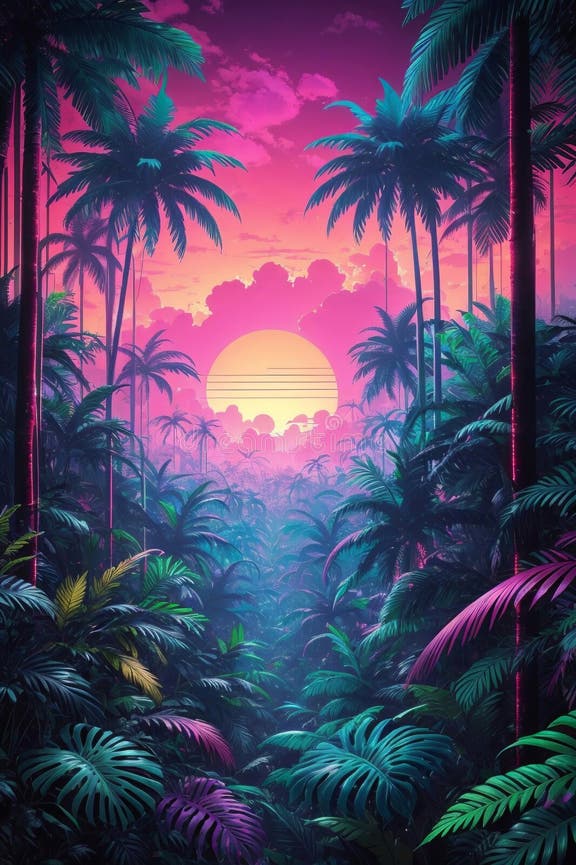 A Dense Tropical Forest with Synthwave Aesthetic Scenes from a ...