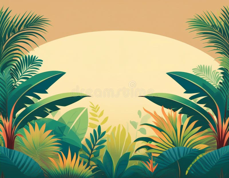 Dense Tropical Garden with Various Plants and Trees Against Bright ...