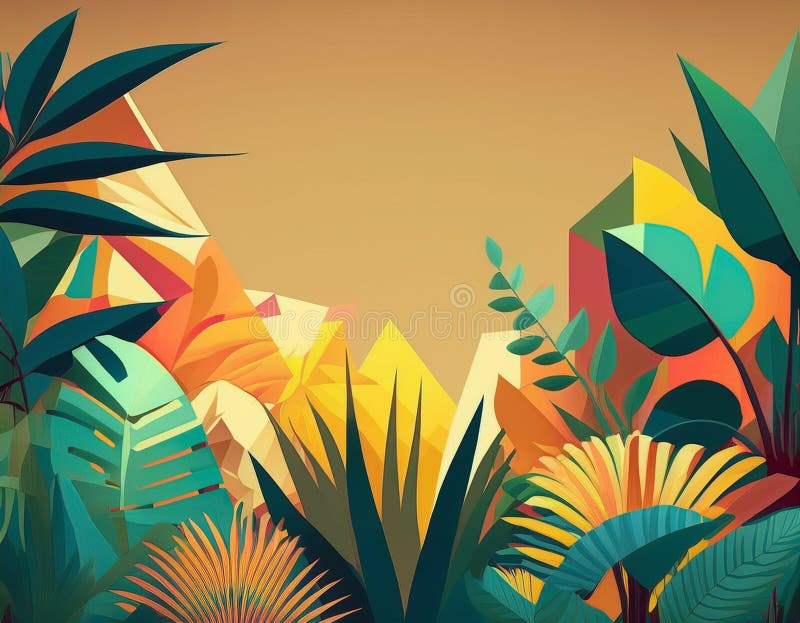 Dense Tropical Garden with Various Plants and Trees Against Bright ...