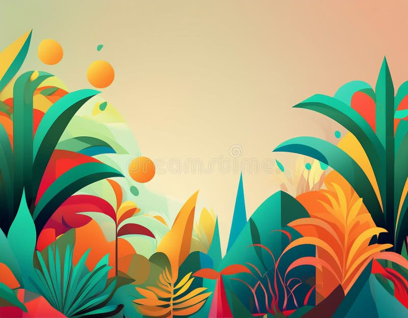 Dense Tropical Garden with Various Plants and Trees Against Bright ...