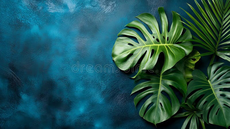 Dense Tropical Greenery Set Against a Deep Teal Backdrop, Perfect for ...