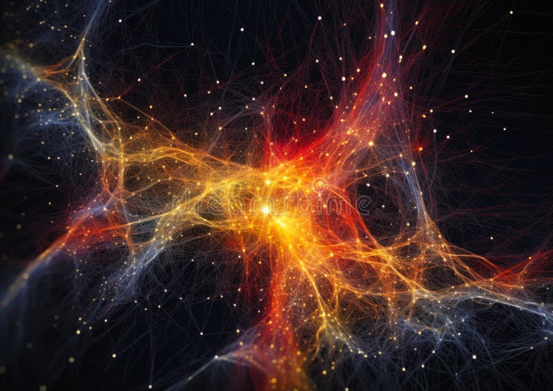 Dense Web of Neurons Firing Against a Warm Background Stock ...