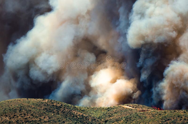 Dense White Smoke Rising from the Raging Wildfire Stock Photo - Image ...