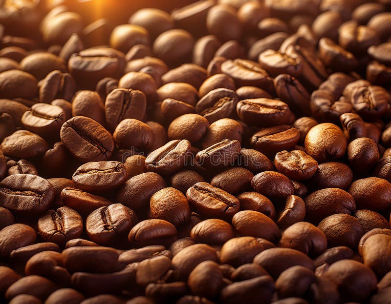 A Densely Packed Background of Shiny Coffee Beans Exuding a Rich ...