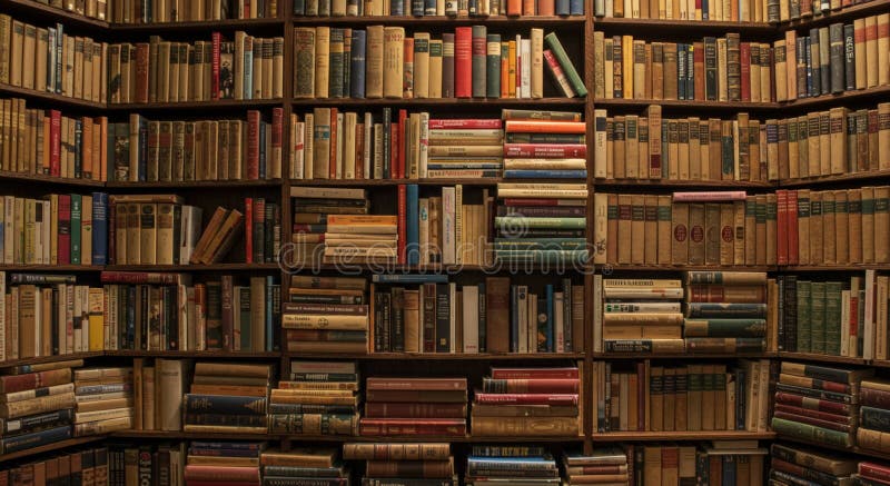 A Densely Packed Bookshelf Filled with an Extensive Collection of Books ...