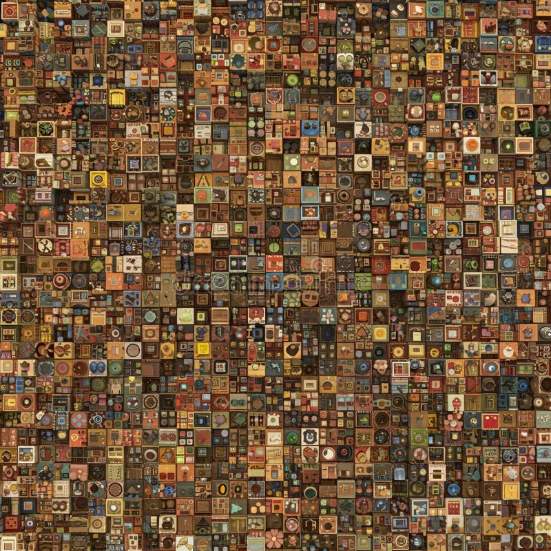A Densely Packed Mosaic of Small, Diverse Square Images, Each Featuring ...