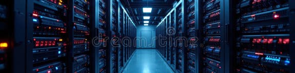 Densely Packed Server Racks, Countless Cables , Bundles, Cables ...