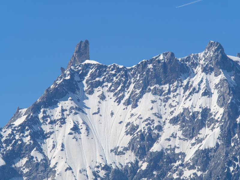 Dent Du Geant Mountain of the Mount Blanc Massif Italy France Stock ...