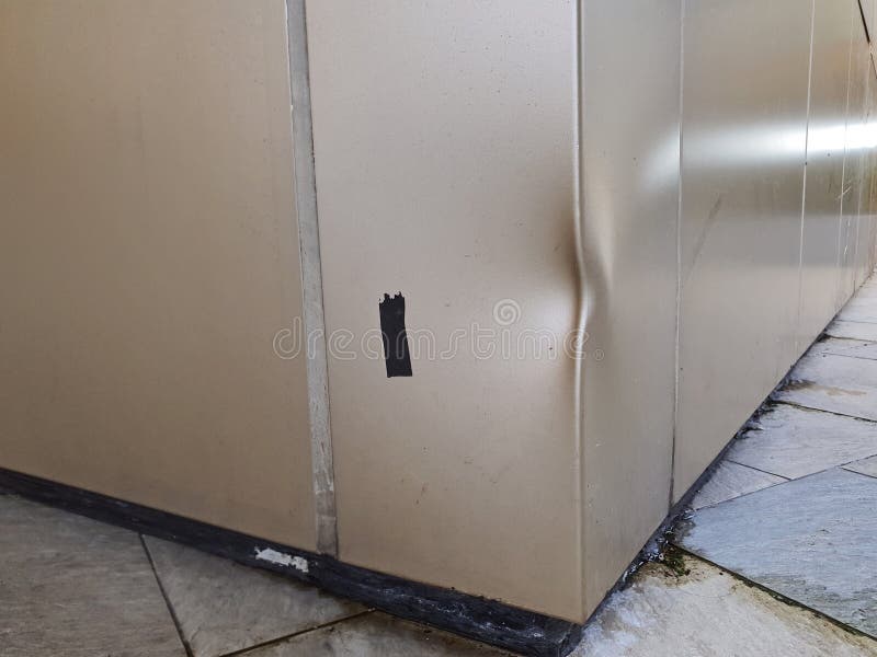 Dent on metal wall stock photo. Image of stall, nail - 314983642