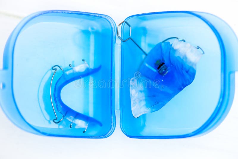 Dental Blue Removable Braces or Retainers for Teeth in the Box Stock ...