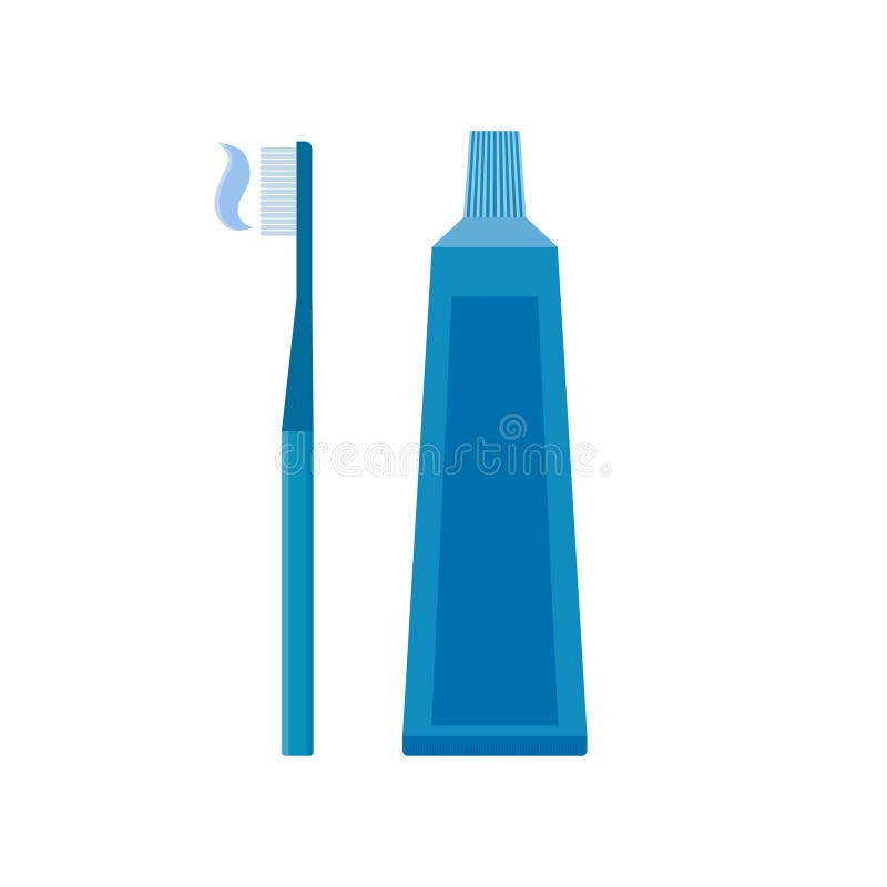 Dental Brush with Tooth Paste Flat Design Vector Illustration Isolated ...