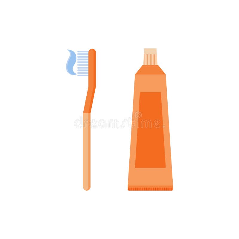 Dental Brush with Tooth Paste Flat Design Vector Illustration Isolated ...