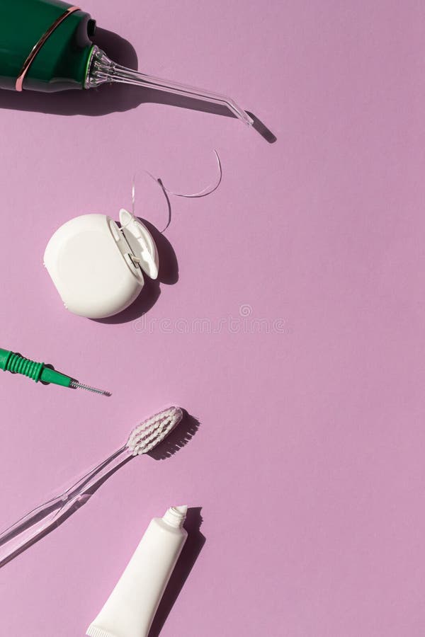 Dental Care Concept Composition with Toothbrush, Tooth Floss and ...