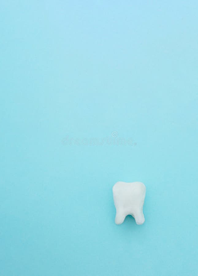 Dental Care Concept, White Tooth Model on Blue Background with Copy ...