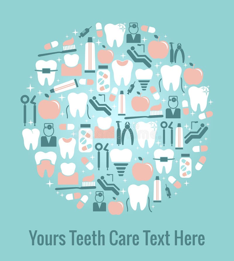 Dental Care Graphics on Blue Background Stock Vector - Illustration of ...