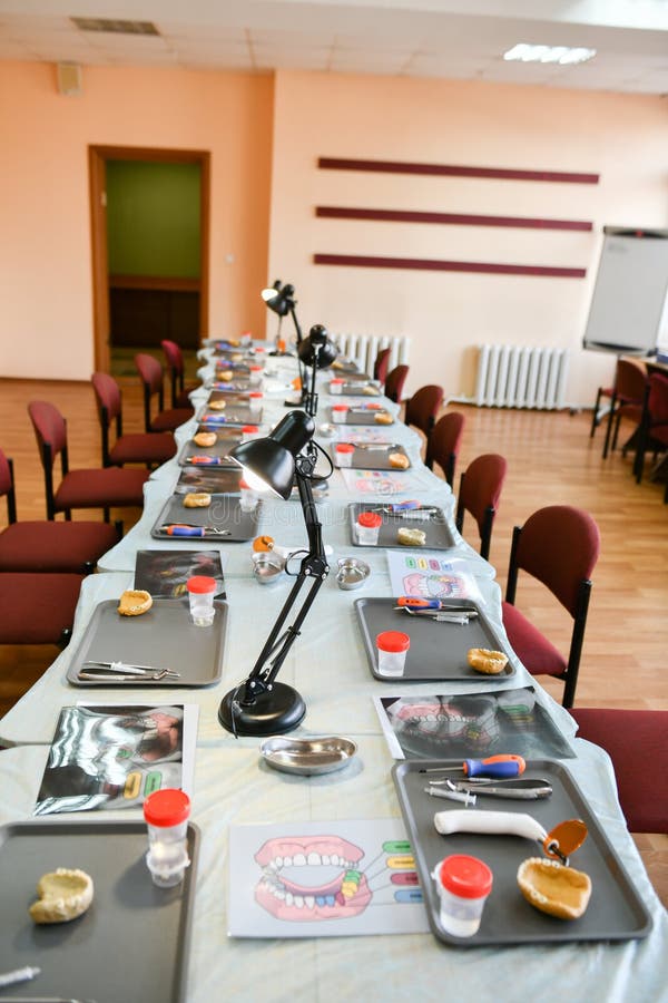 Dental Classroom Interior. Dentists Tools in a Modern Classroom at ...