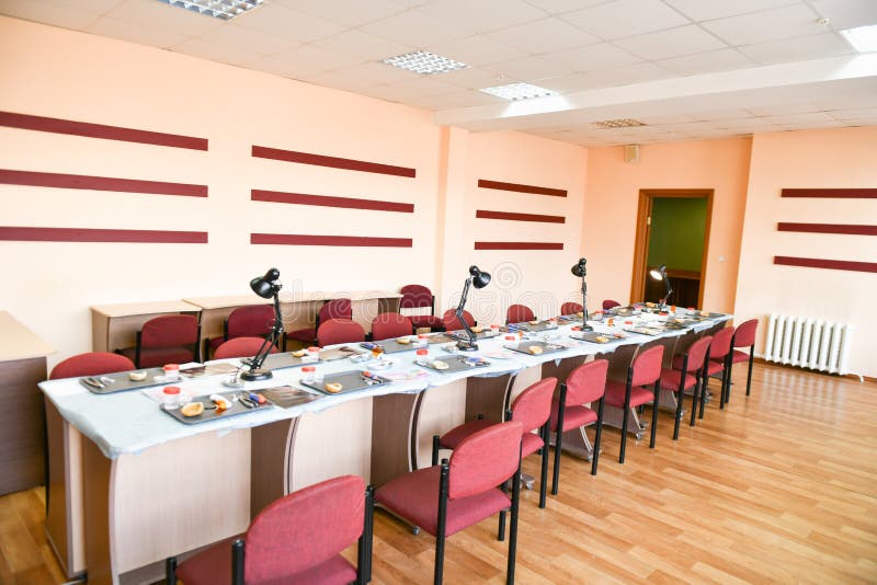 Dental Classroom Interior. Dentists Tools in a Modern Classroom at ...