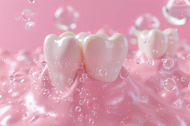Dental Concept Rendering with Fluoride Bubbles Protecting and Cleaning ...