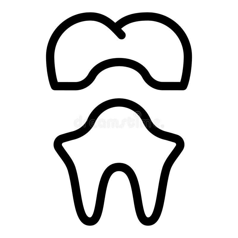 Dental Crown Restoration Outline Icon. Tooth Crown Vector Illustration ...