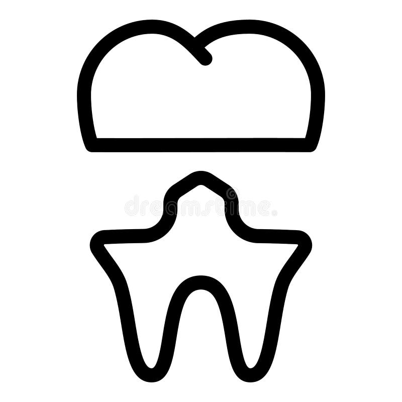 Dental Crown Restoration Outline Icon. Tooth Crown Vector Illustration ...