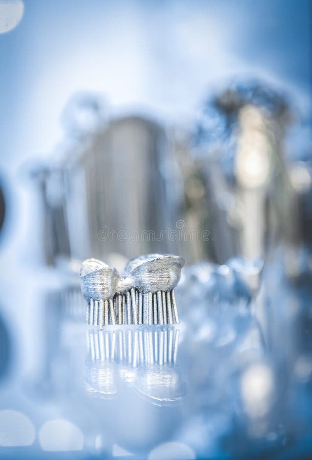 Dental Crowns Printed in Laser Sintering Machine. Stock Photo - Image ...