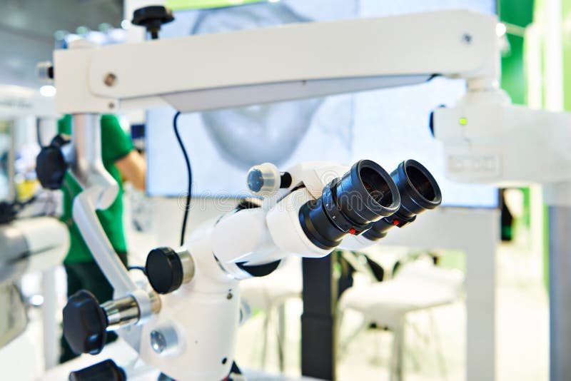 Research Stereo Microscope with Monitor Stock Photo - Image of white ...