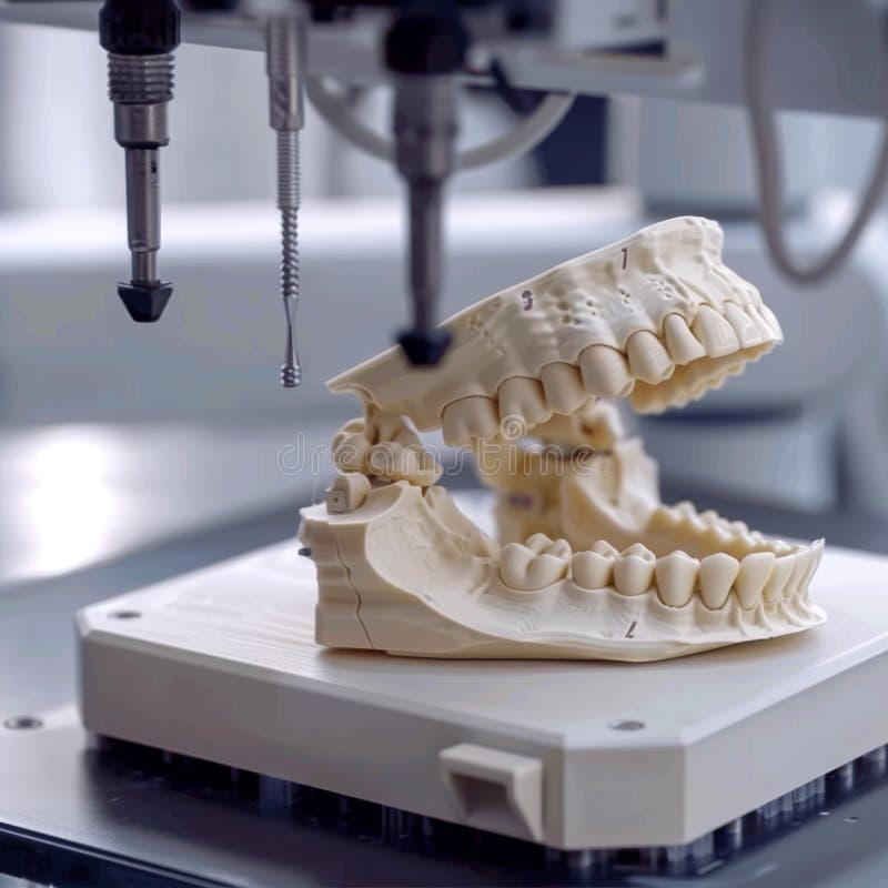 Dental 3D Model and Milling Machine Stock Illustration - Illustration ...
