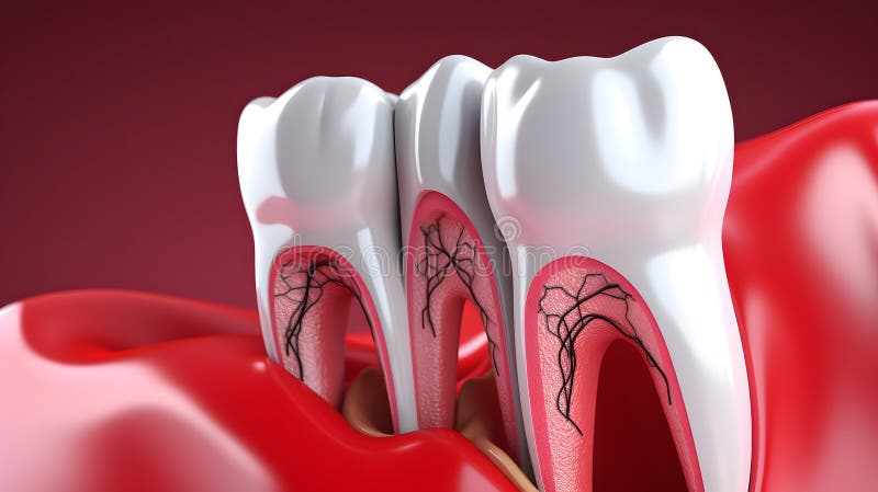 Dental 3D Visual of Infected Tooth Pulp Visualisation Stock ...