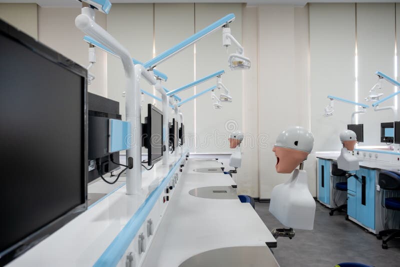 Dental Classroom Interior. Dentists Tools in a Modern Classroom at ...