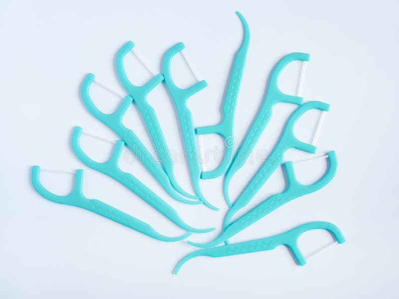 Dental Floss, Blue Color Toothpick for Cleaning Teeth and Mouth Stock ...