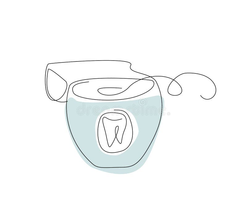 Dental Floss One Line. Tooth Care Line Art Stock Vector - Illustration ...