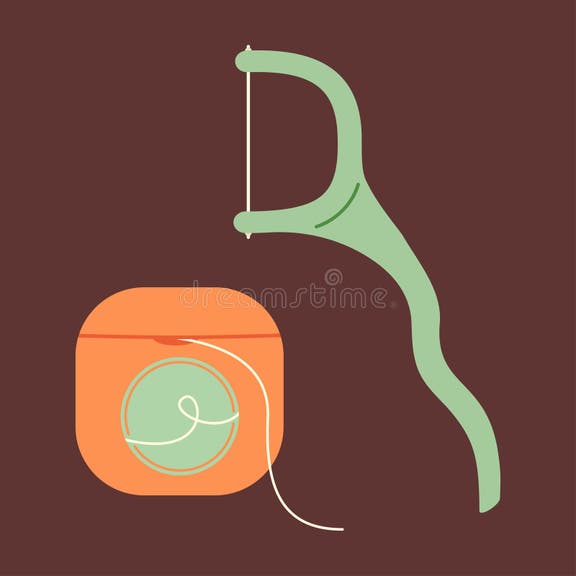 Dental Floss and Floss Pick. Flat Vector Illustration Stock Vector ...