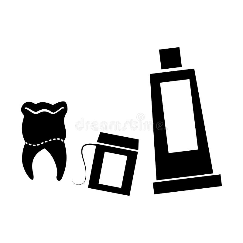 Dental Floss with Toothpaste and Tooth Vector Illustration Stock ...