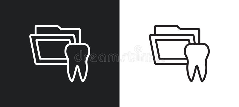 Dental Folder Outline Icon in White and Black Colors. Dental Folder ...