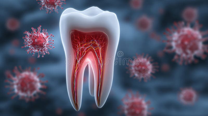 Dental Health Concept: Tooth Decay, Blood Bacteria, Disease Stock ...