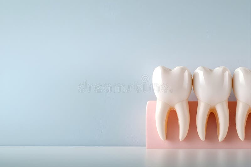 Dental Health: Realistic Tooth Model Display on Blue Background, Copy ...