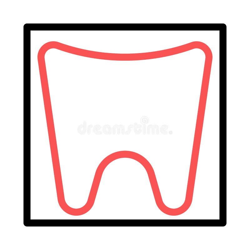 Dental Icon in Black Frame Red Tooth Outline Stock Vector ...