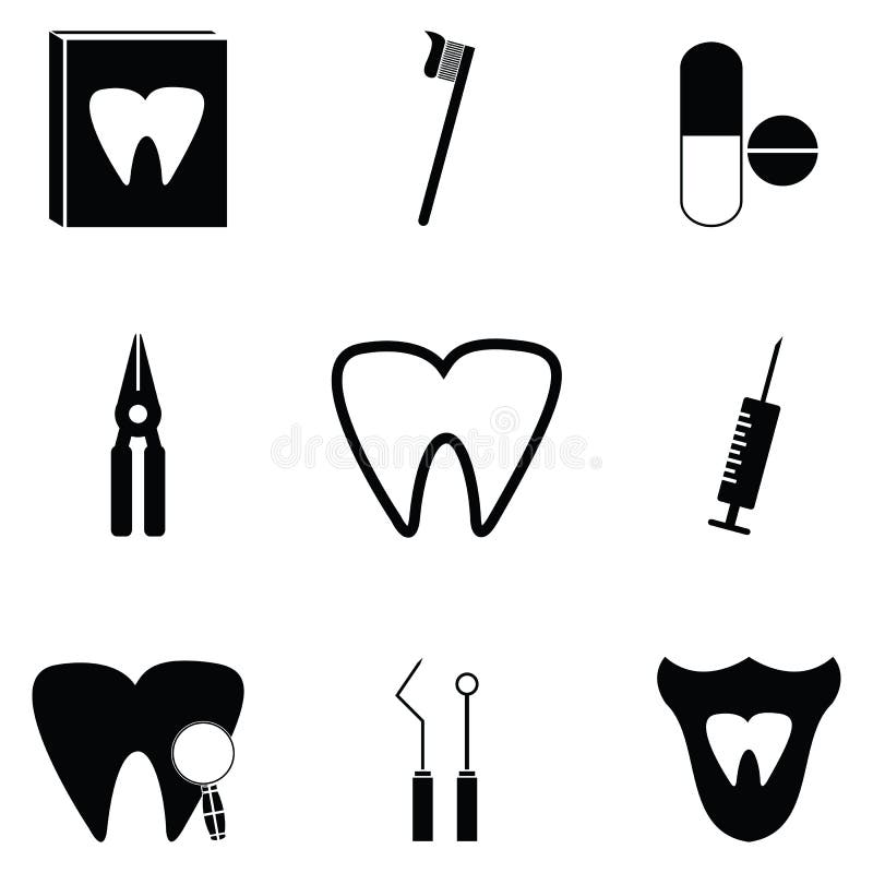Dental icon set stock vector. Illustration of icon, medical - 102204704