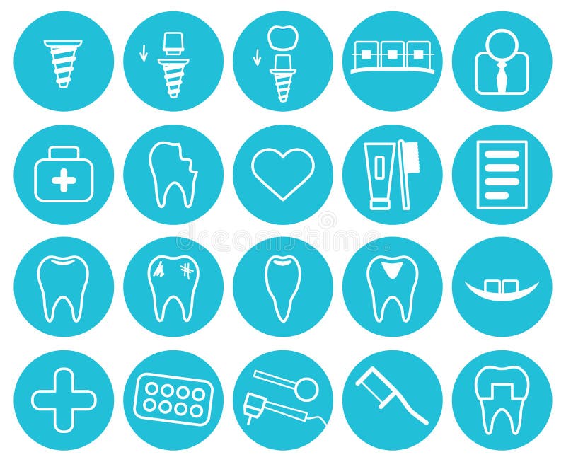 Dental Icons Set. Linear Style of Icons. Vector Illustration. Stock ...
