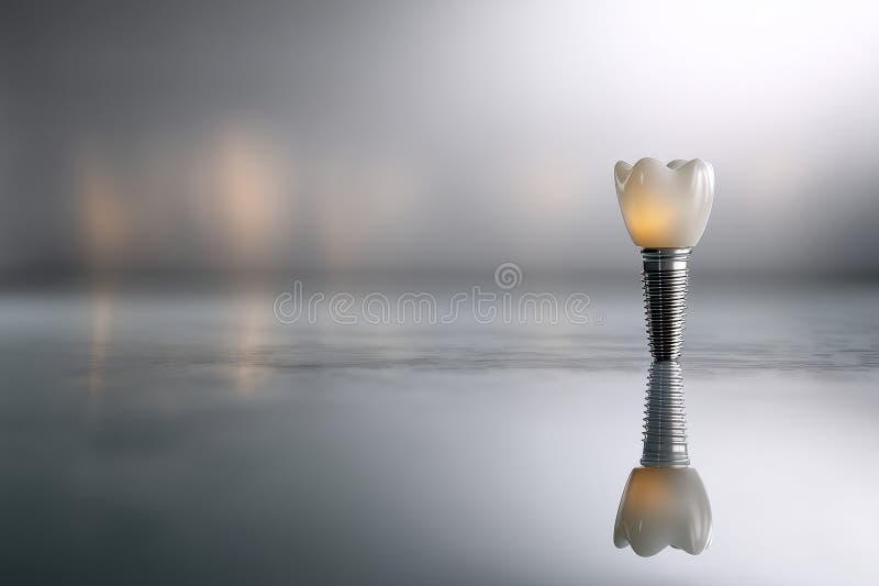 Implant Crown Displayed Upright on Reflective Surface Showcasing ...
