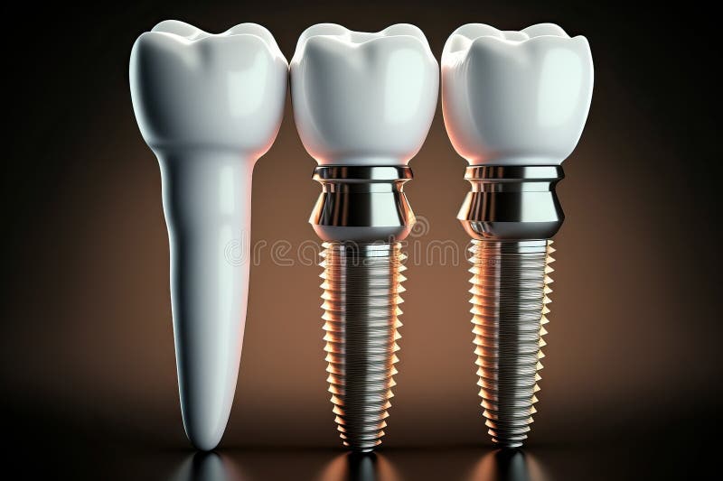Dental Implant and Human Teeth in a Row Stock Illustration ...