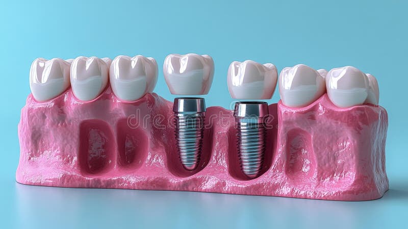 Dental Implant Installation in a Natural Gum Setting Stock Illustration ...