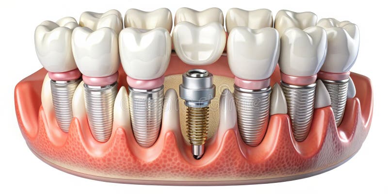 Dental Implant Procedure a Detailed Jaw Model Showing Multiple Implants ...