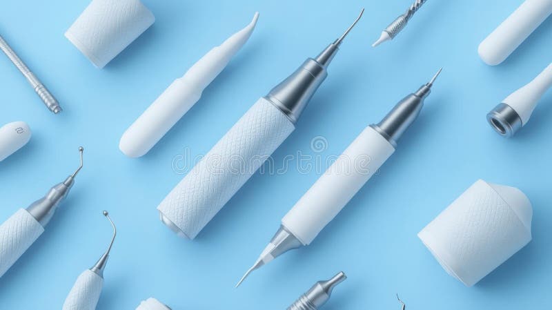 Dental Instruments on Blue Background, Sterile Tools Concept and Clean ...