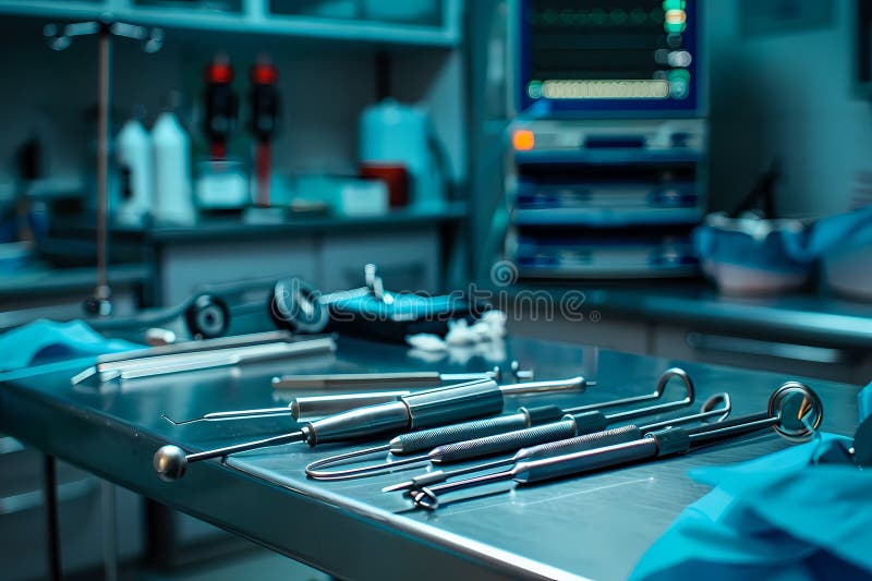 Dental Instruments and Equipment on a Table in an Operating Room. Ai ...